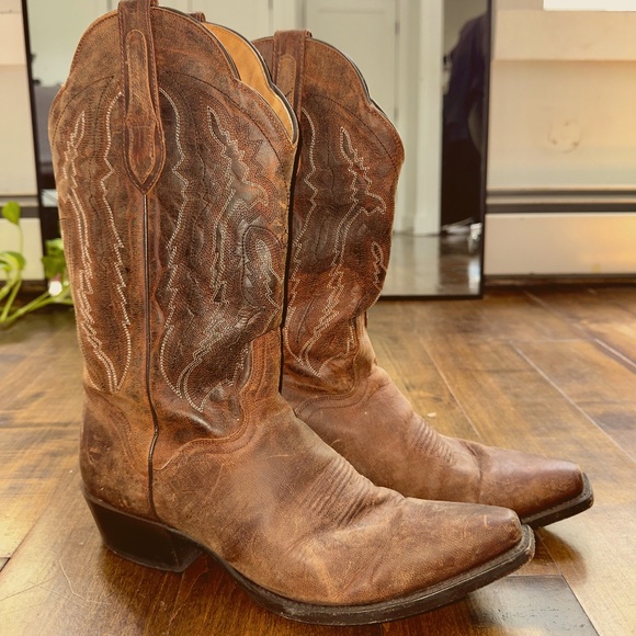 J.B. Dillon | Shoes | Jb Dillon Brown Distressed Leather Cowboy Boots 1 D | Poshmark